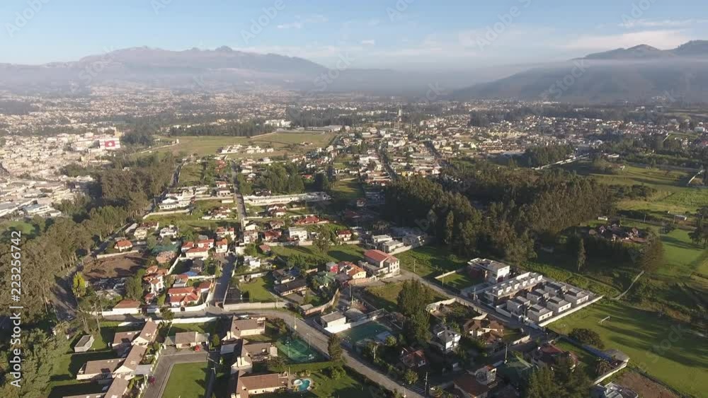 Aerial view of Sangolqui, Ecuador. In the Inter-Andean valley near ...