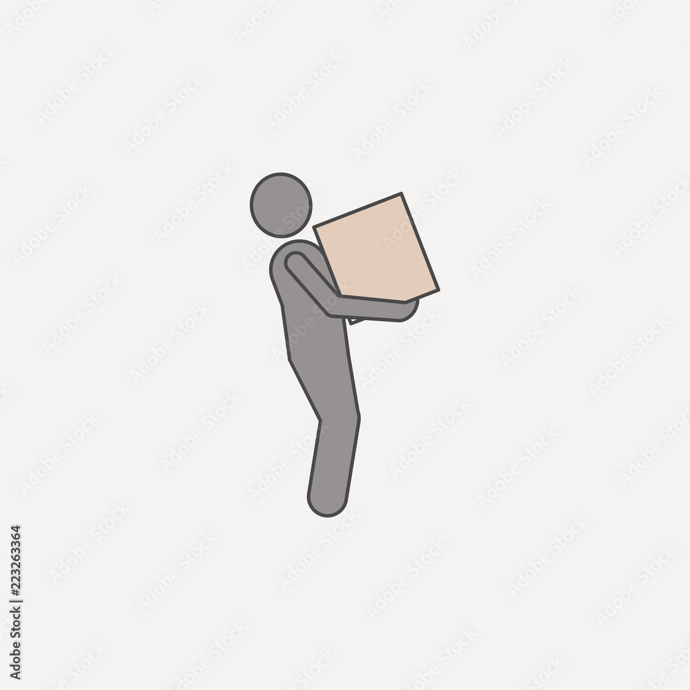 man carries box 2 colored line icon. Simple colored element ... man carries box 2 colored line icon. Simple colored element ...