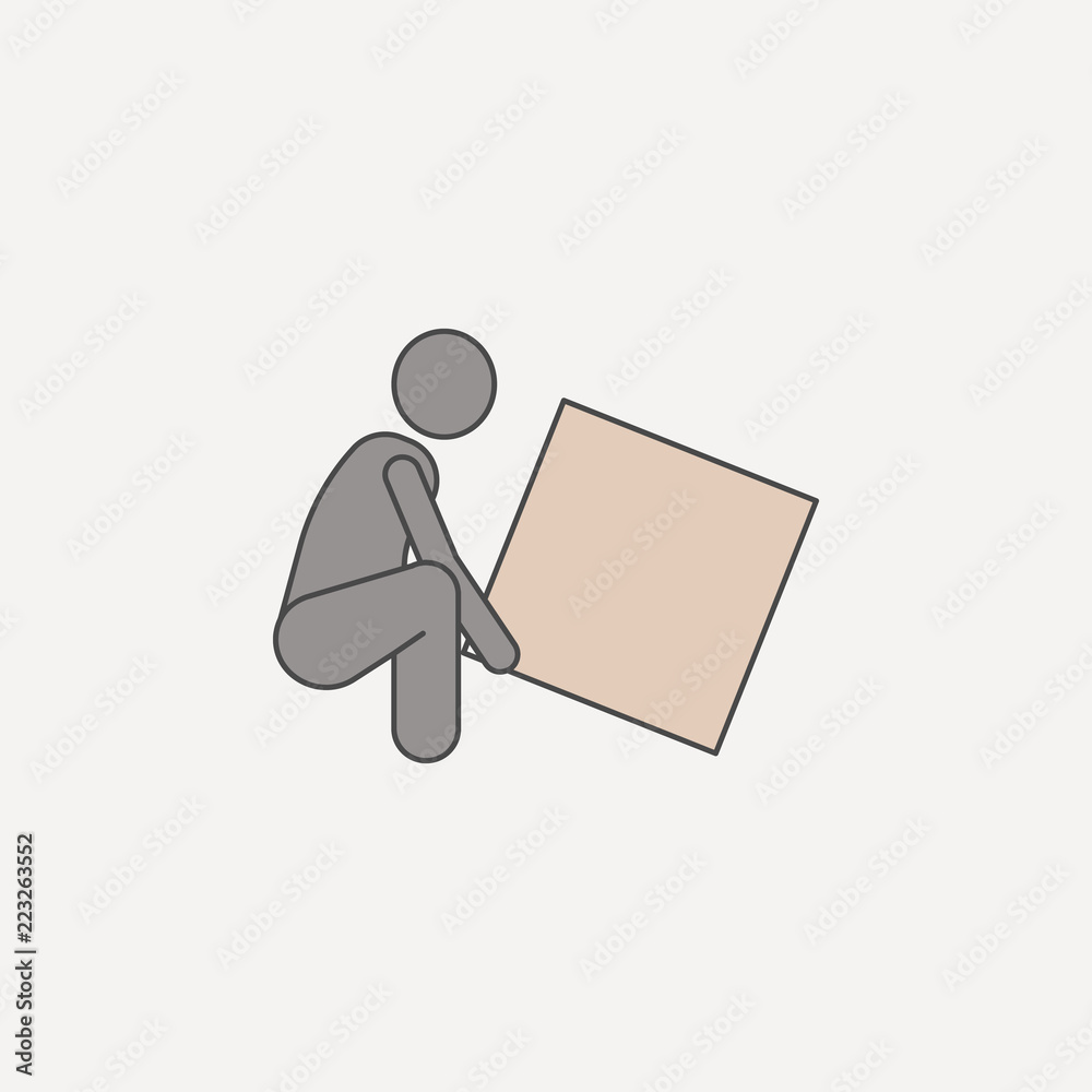 person raises box 2 colored line icon. Simple colored element ...