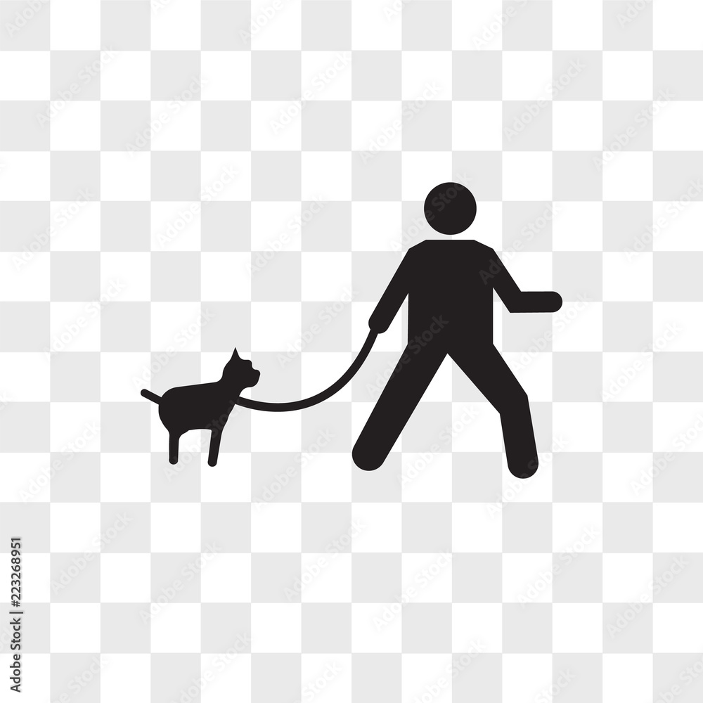 Walking the dog vector icon isolated on transparent background, Walking ...
