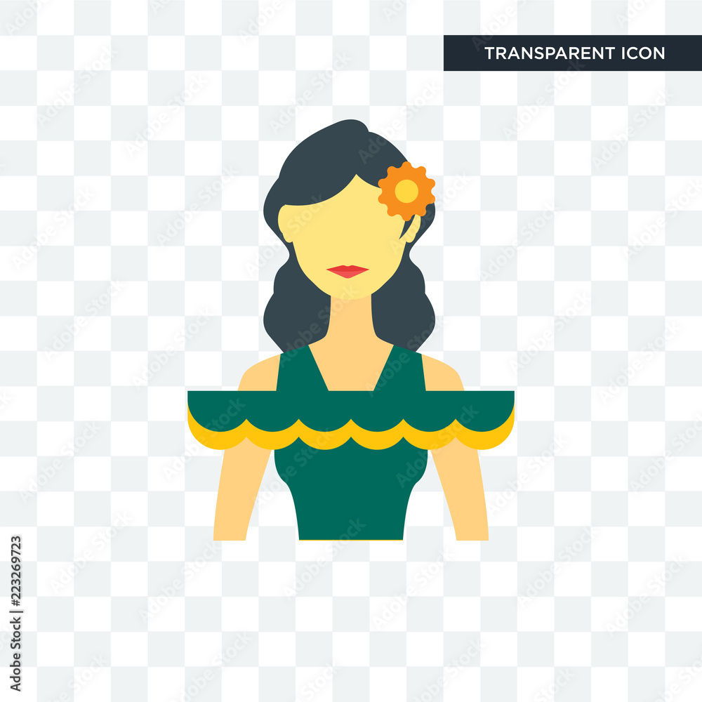 Mexican woman vector icon isolated on transparent background, Mexican ...