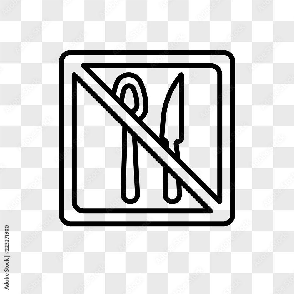 No food vector icon isolated on transparent background, No food logo ...