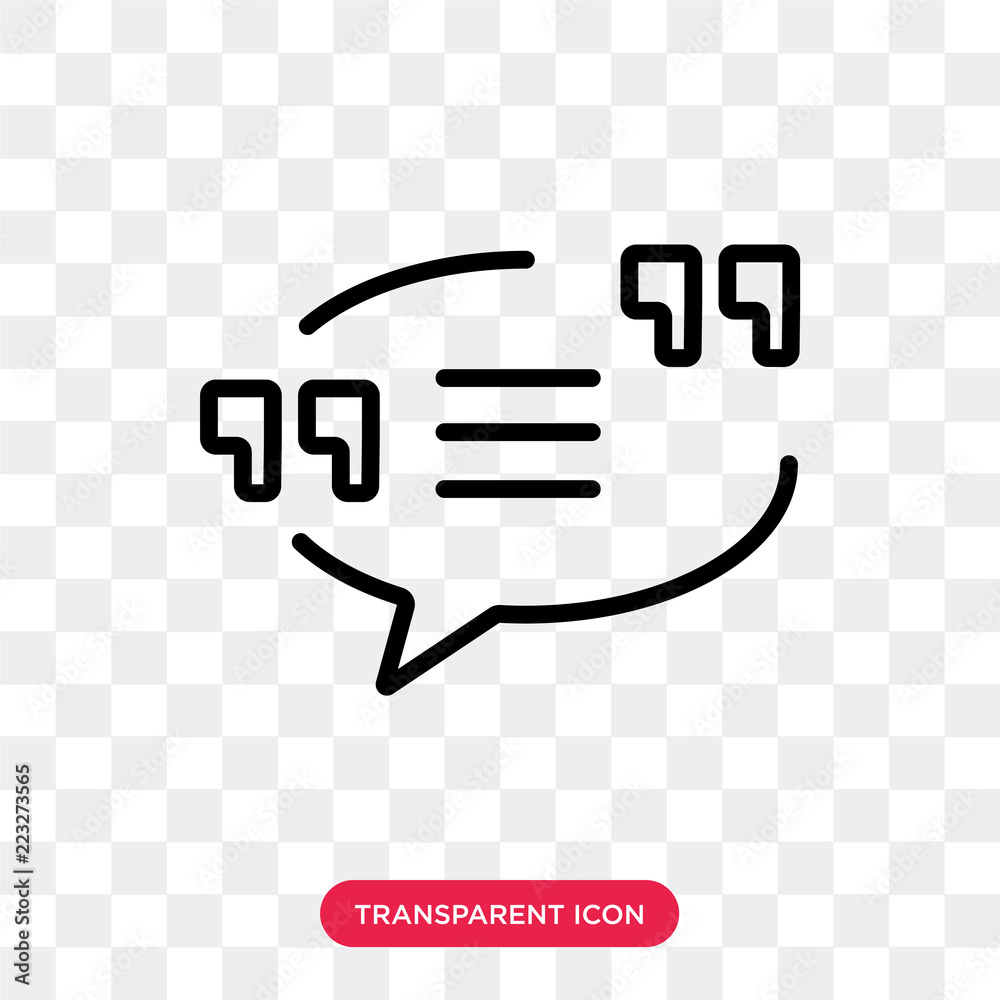 Quotes vector icon isolated on transparent background, Quotes logo ...