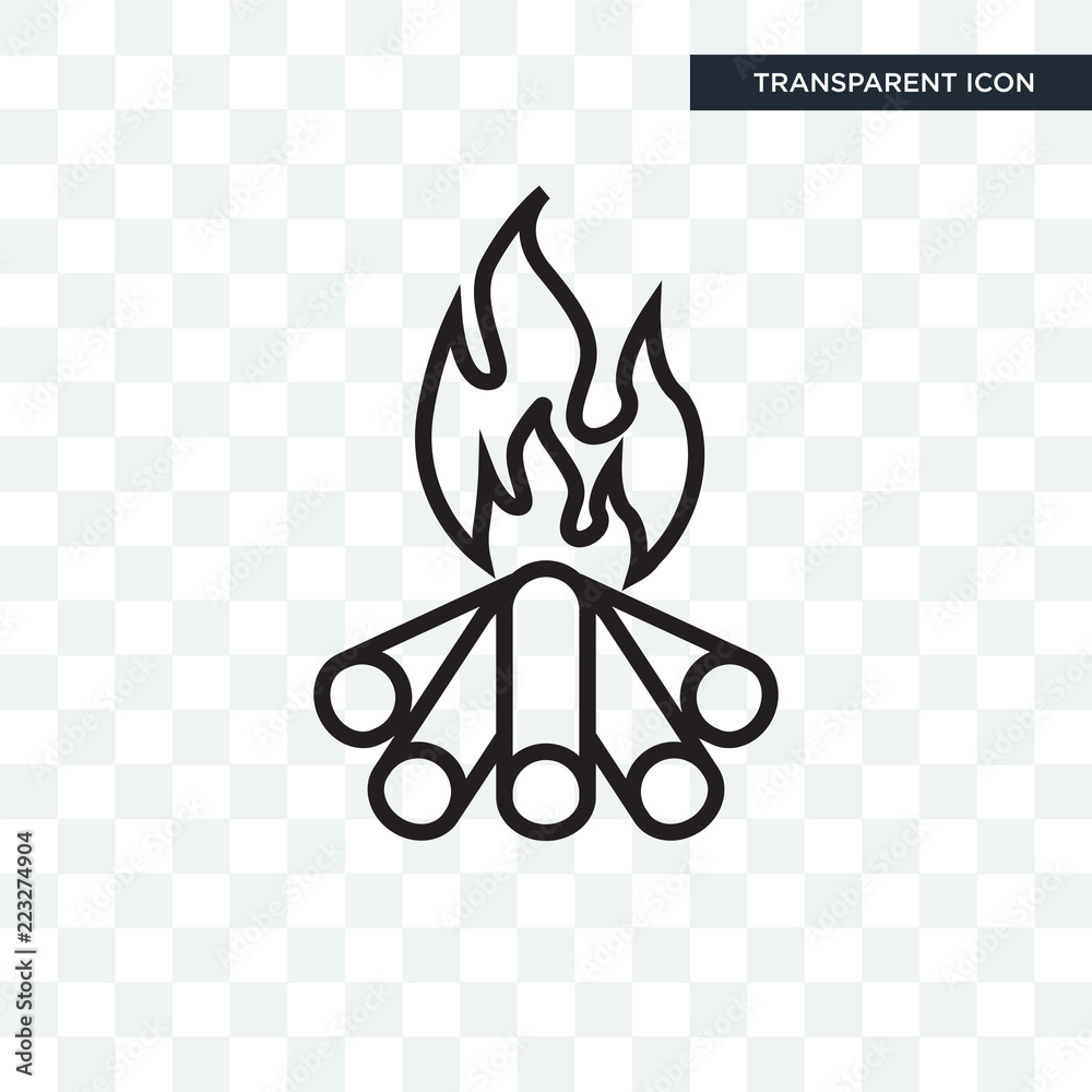 Campfire vector icon isolated on transparent background, Campfire logo ...