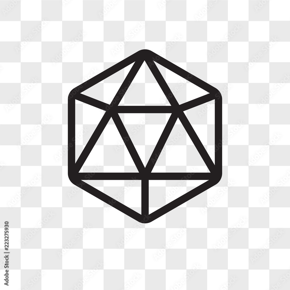 Icosahedron vector icon isolated on transparent background, Icosahedron ...