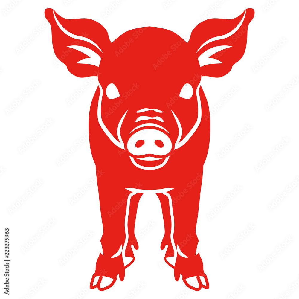 Pig - Front view, Red color Stock Vector | Adobe Stock