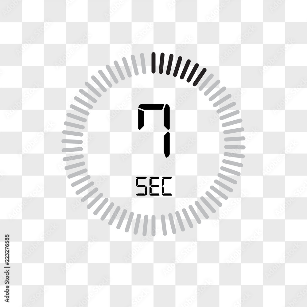 The 7 seconds vector icon isolated on transparent background, The 7 ...