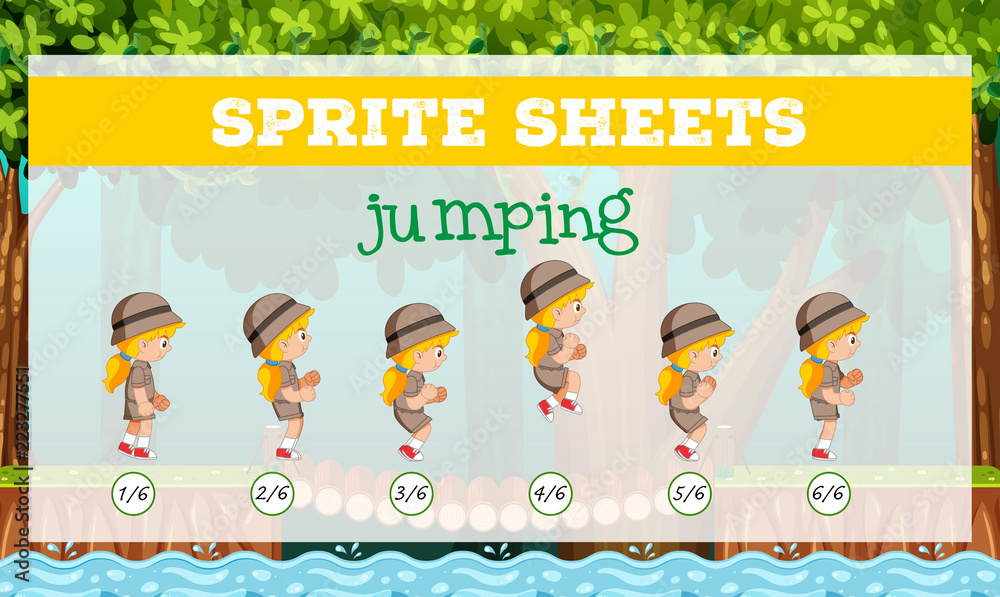 Sprite sheets jumping template Stock Vector | Adobe Stock