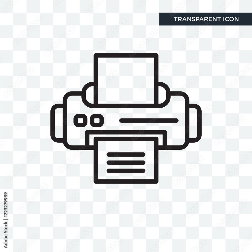 Printer vector icon isolated on transparent background, Printer logo ...