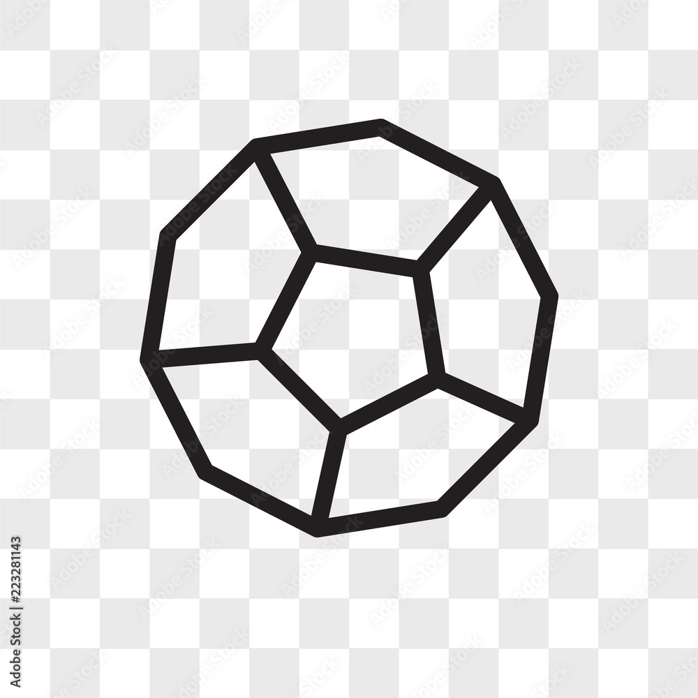 Dodecahedron vector icon isolated on transparent background ...
