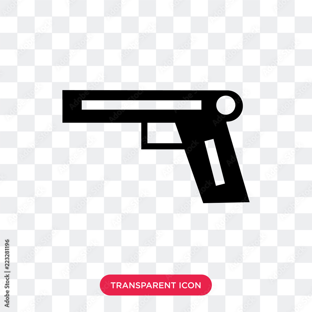 Pistol vector icon isolated on transparent background, Pistol logo ...