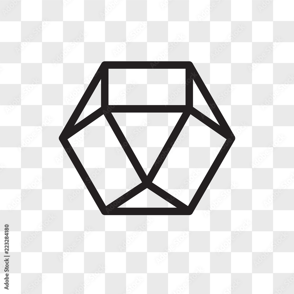 Dodecahedron vector icon isolated on transparent background ...