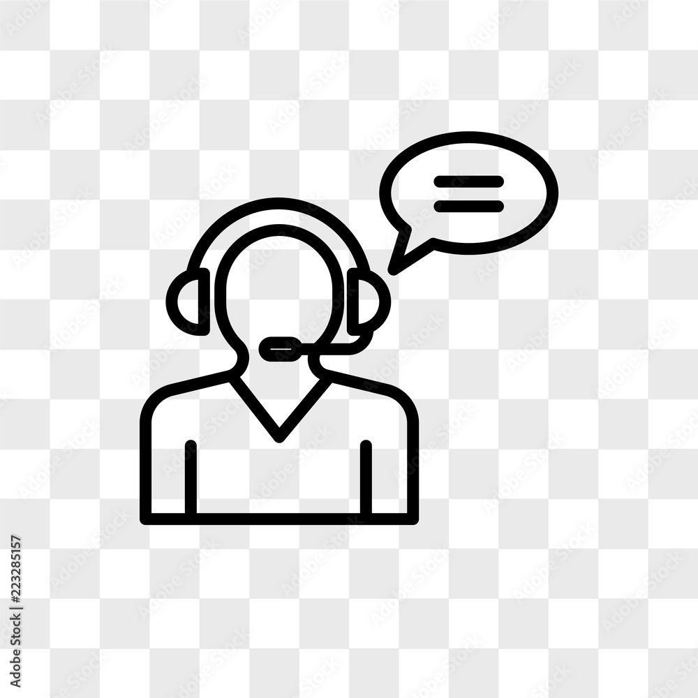 Customer service vector icon isolated on transparent background ...