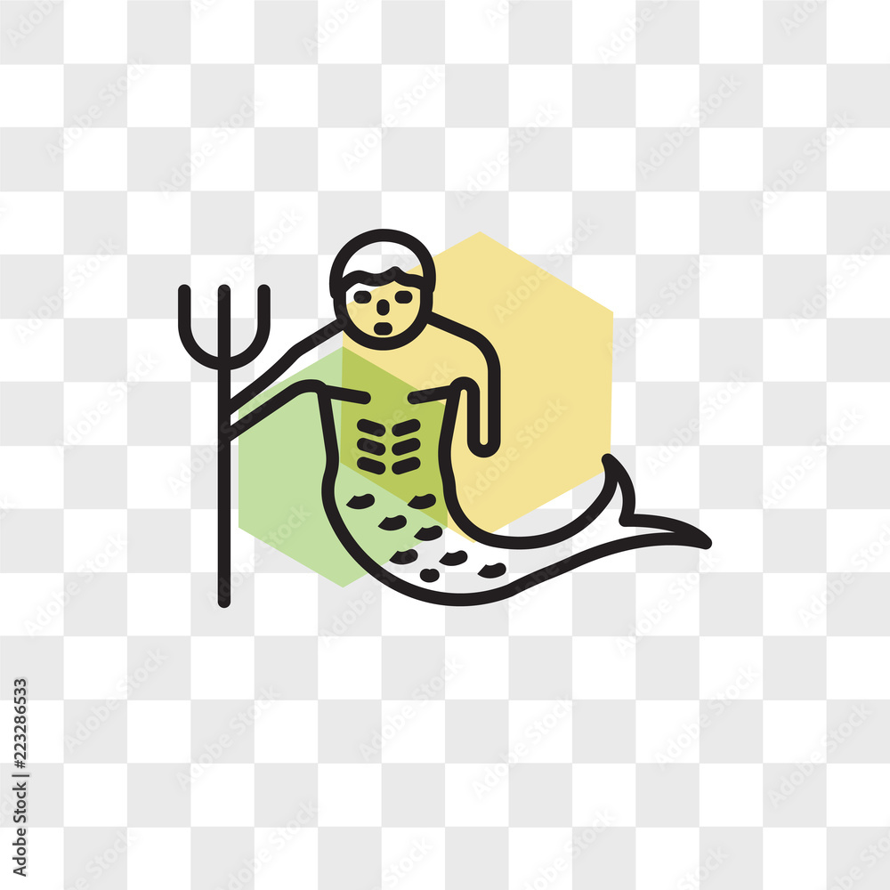 Merman vector icon isolated on transparent background, Merman logo ...
