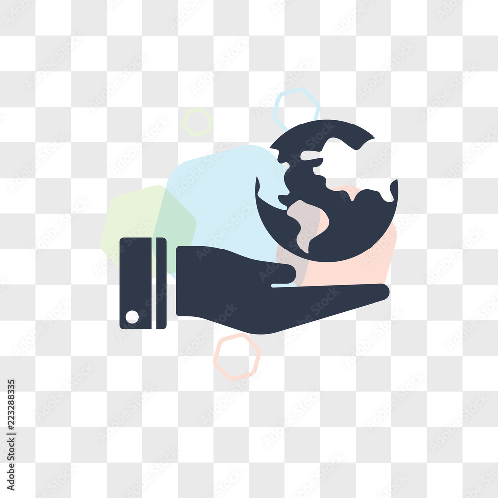 Globe on hand vector icon isolated on transparent background, Globe on ...