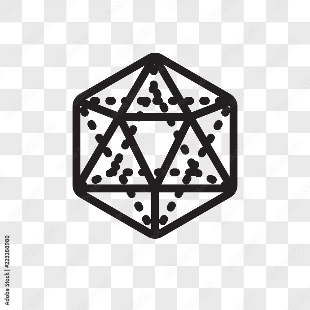Icosahedron vector icon isolated on transparent background, Icosahedron ...