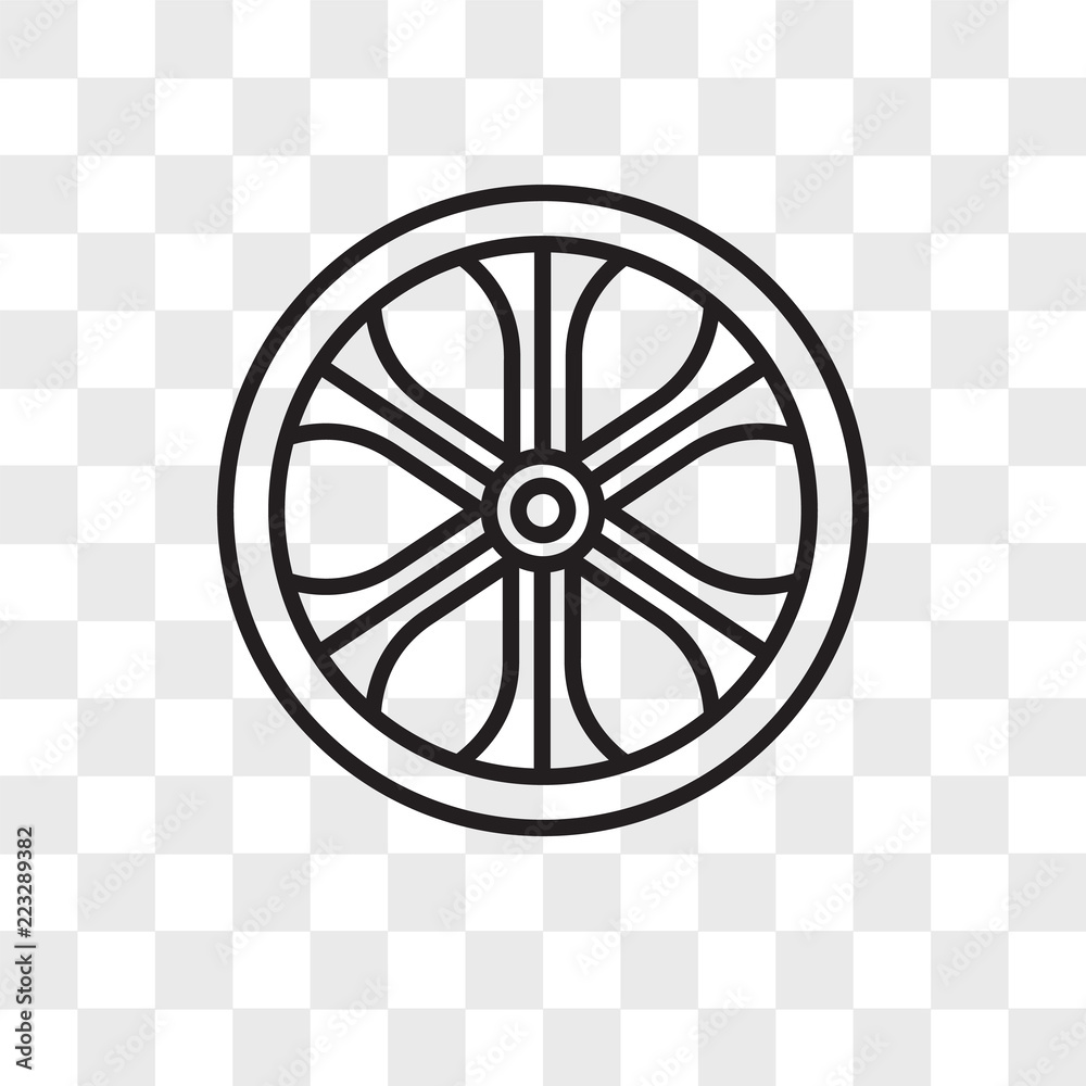 Alloy wheel vector icon isolated on transparent background, Alloy wheel ...