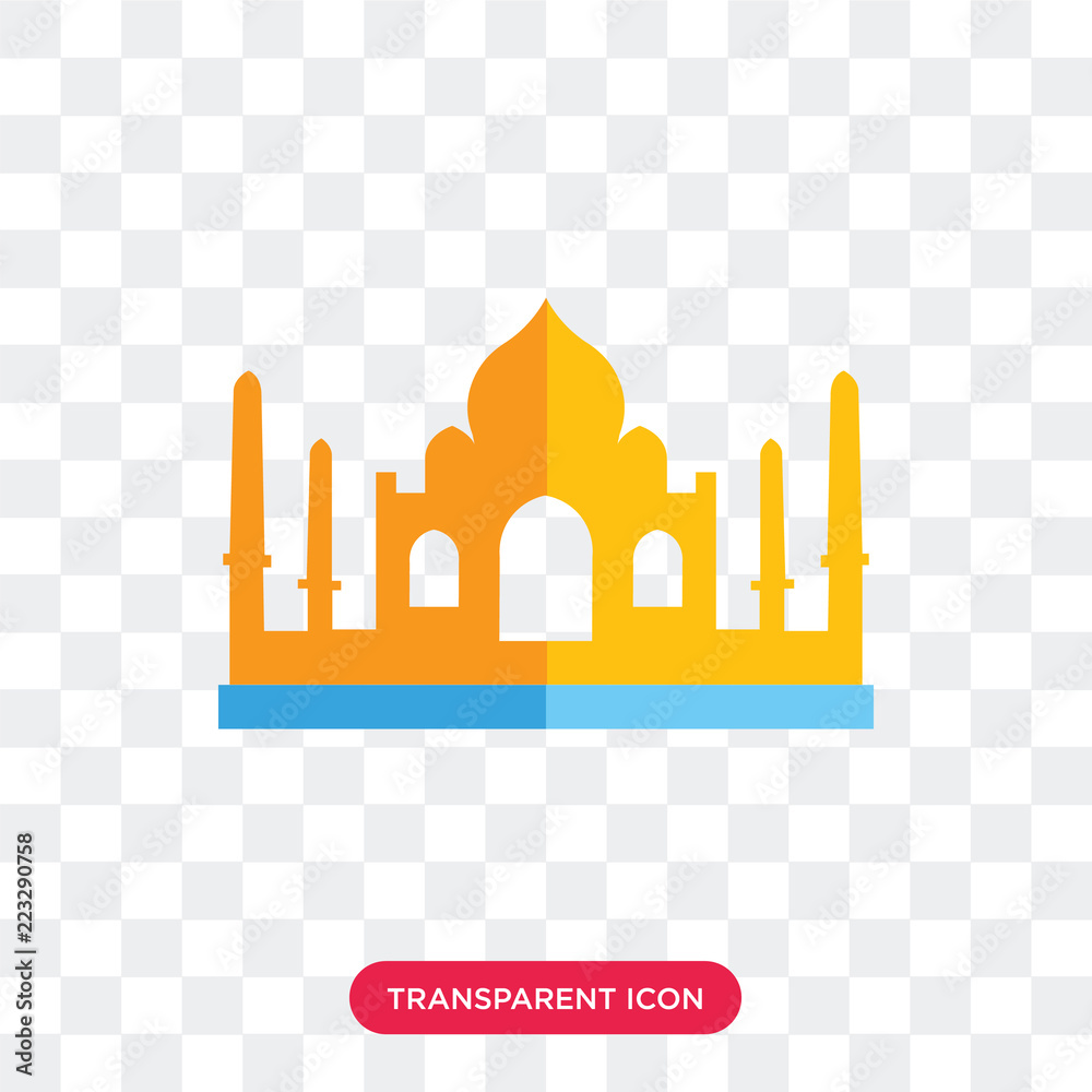 Taj mahal vector icon isolated on transparent background, Taj mahal ...