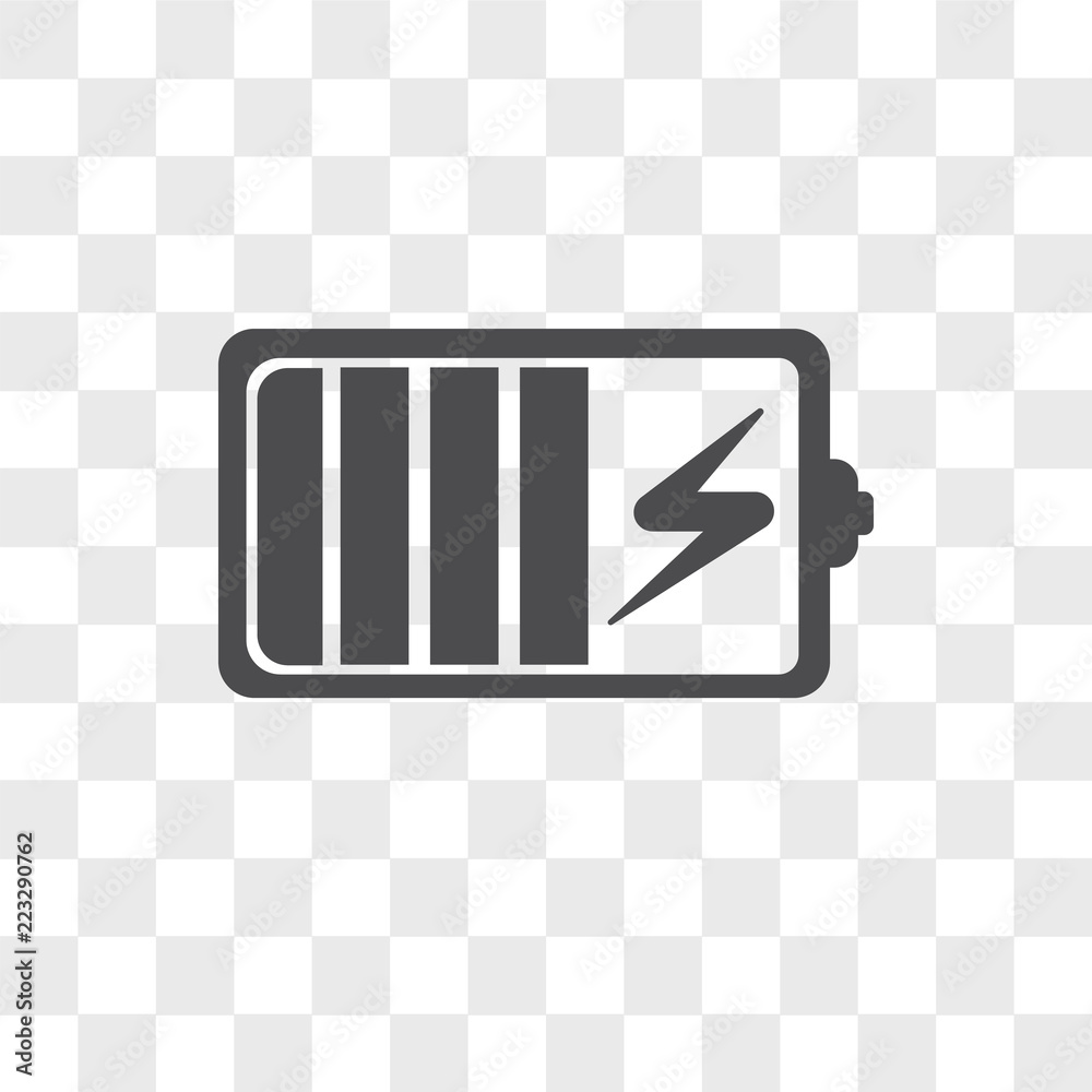 Battery charging vector icon isolated on transparent background ...