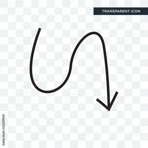 Curved arrow vector icon isolated on transparent background, Curved ...