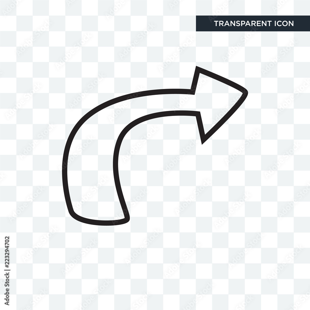 Turn right arrow vector icon isolated on transparent background, Turn ...