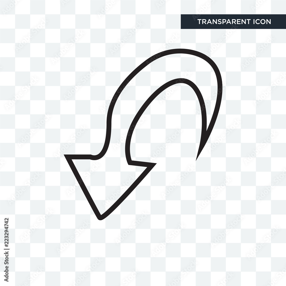 Downward rotation vector icon isolated on transparent background ...