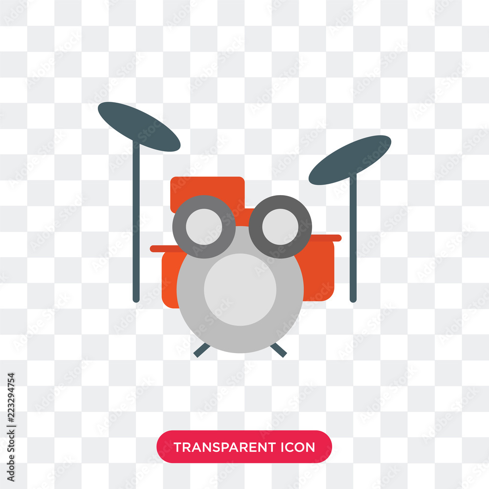Drum set vector icon isolated on transparent background, Drum set logo ...