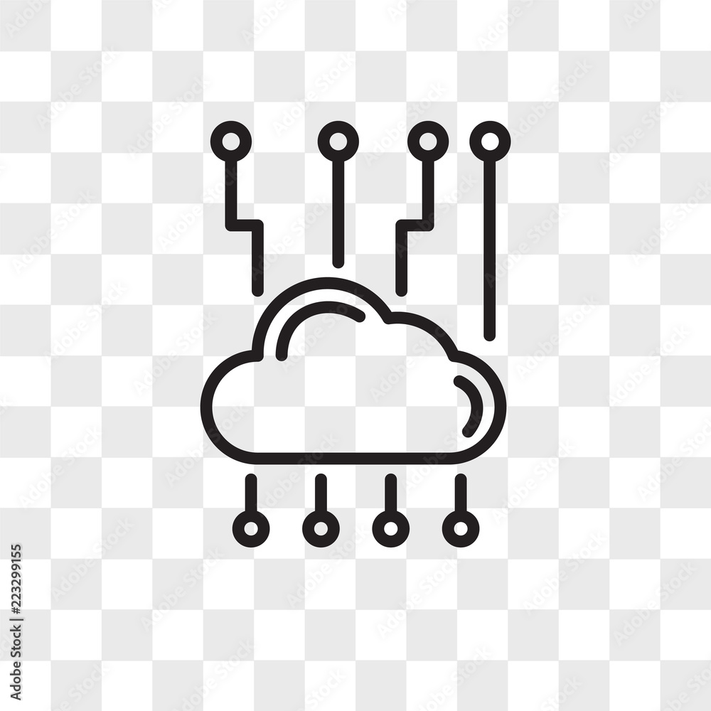 Cloud network vector icon isolated on transparent background, Cloud ...