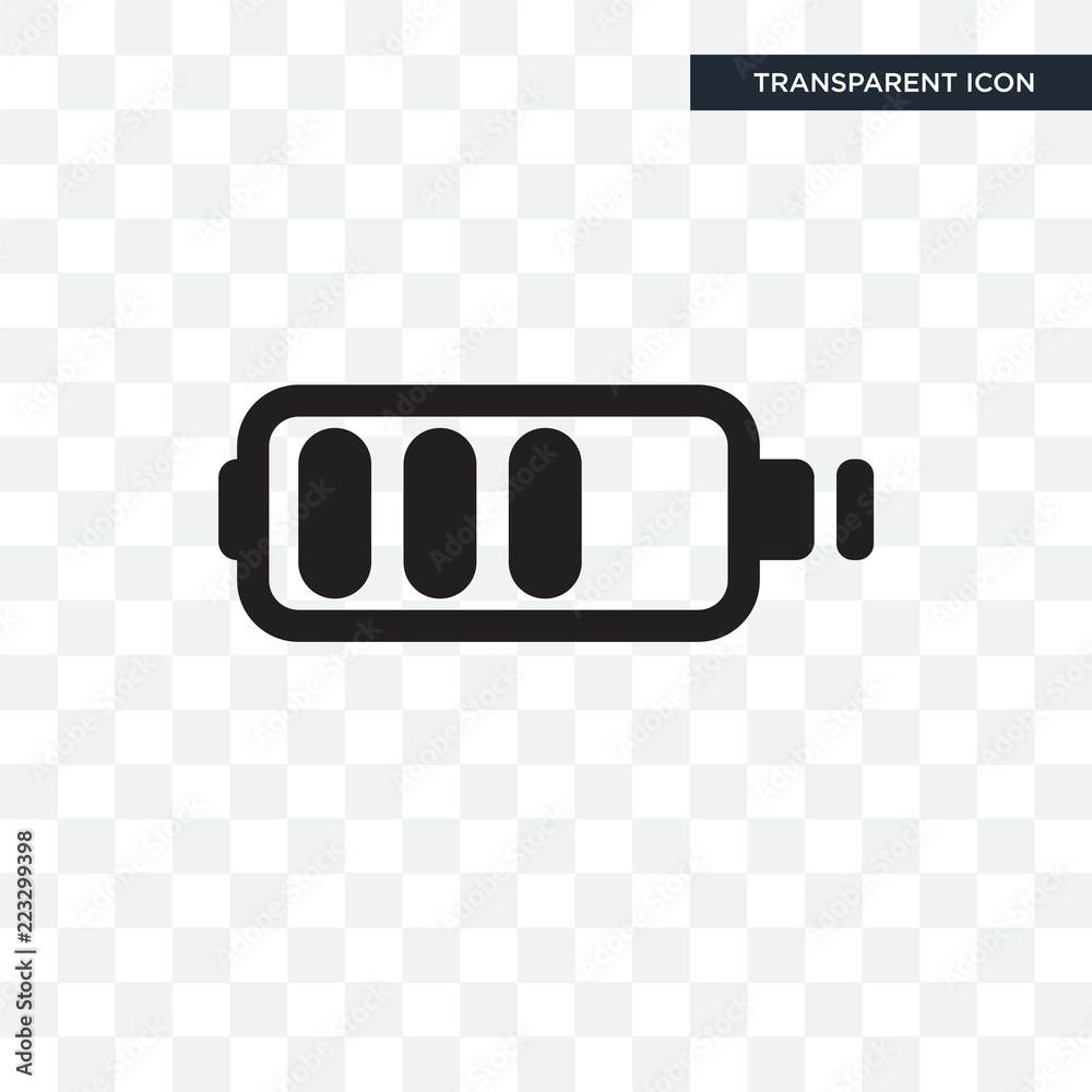 Battery charging status vector icon isolated on transparent background ...