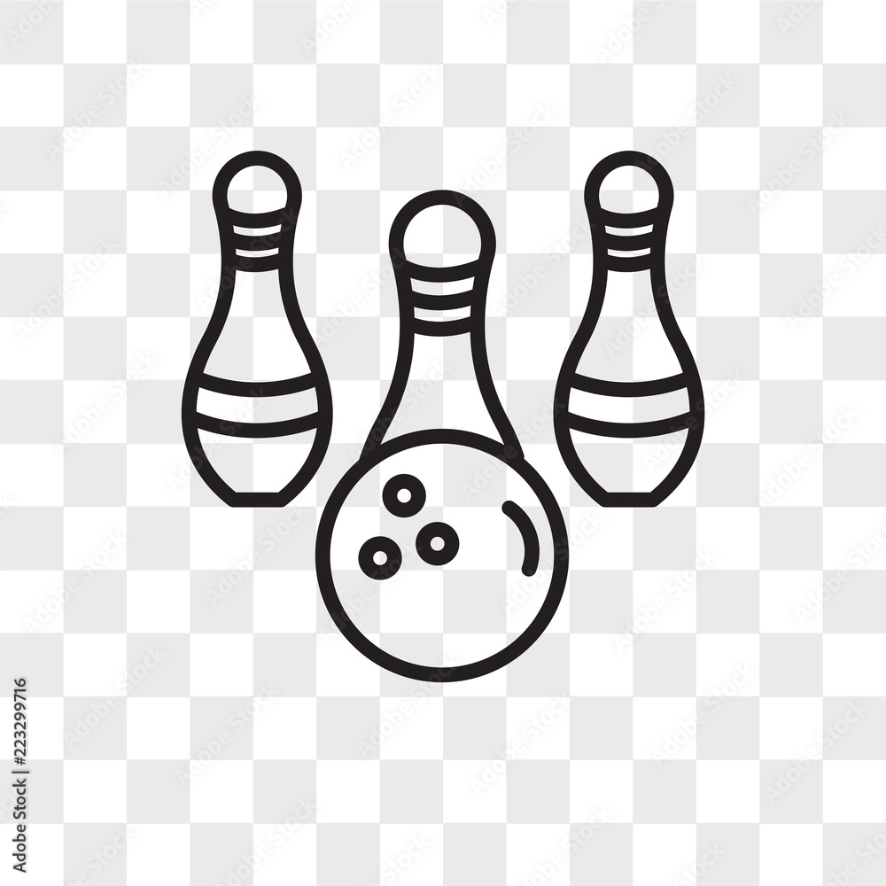 Bowling vector icon isolated on transparent background, Bowling logo ...