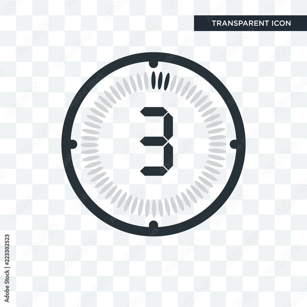 The 3 minutes vector icon isolated on transparent background, The 3 ...