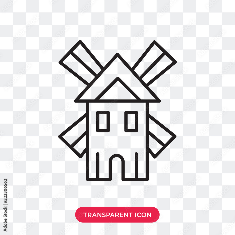 Moulin rouge vector icon isolated on transparent background, Moulin ...