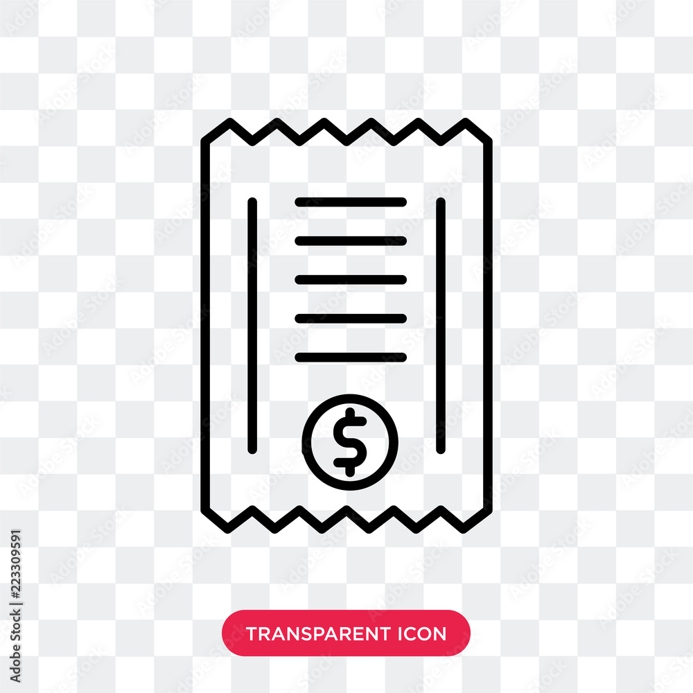 Receipt vector icon isolated on transparent background, Receipt logo ...