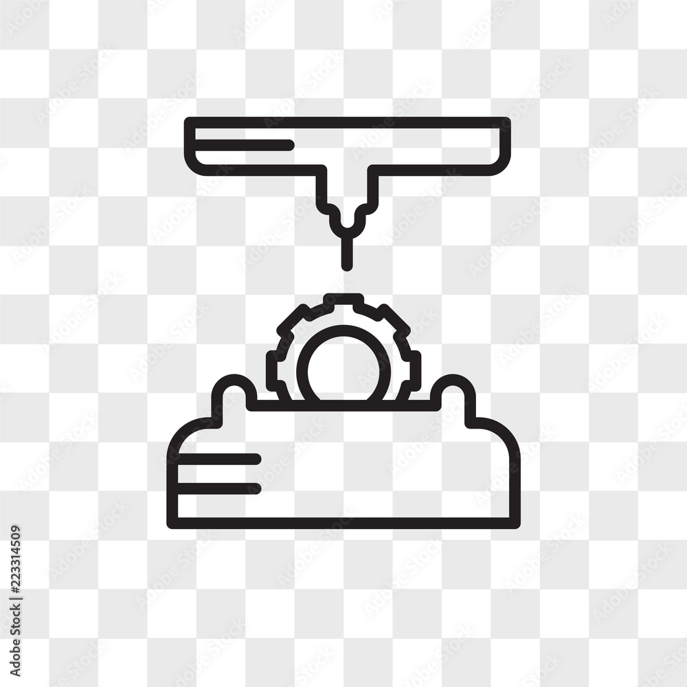 3d printer vector icon isolated on transparent background, 3d printer ...