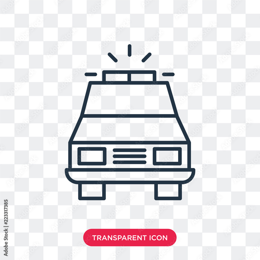 Police car vector icon isolated on transparent background, Police car ...