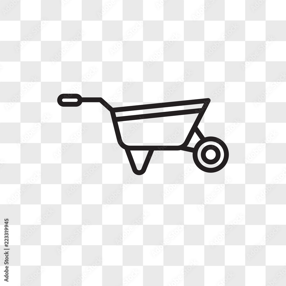 Wheelbarrow vector icon isolated on transparent background, Wheelbarrow ...