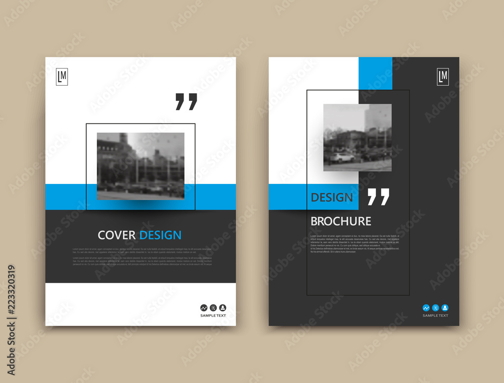Abstract patch brochure cover design. Black info data banner frame ...