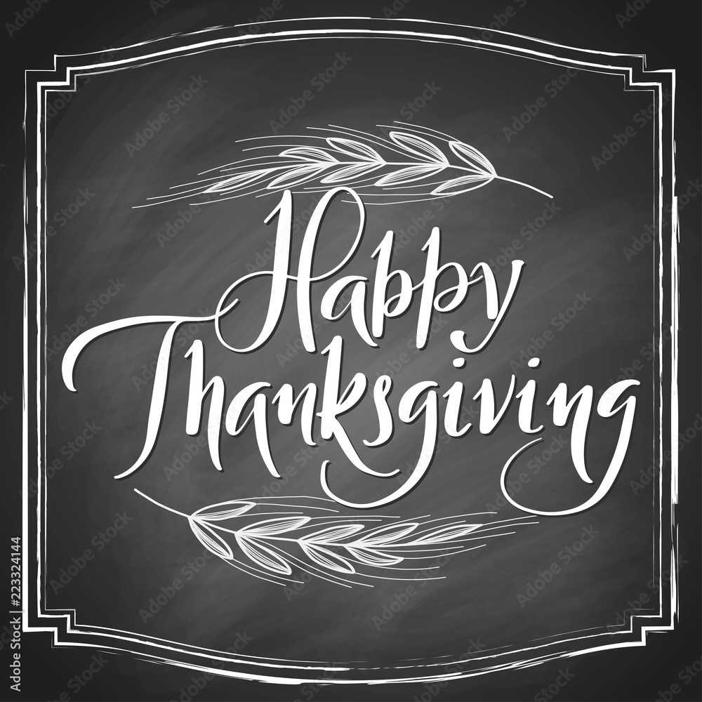 Vektorová grafika „Happy Thanksgiving brush hand lettering, on black ... Vektorová grafika „Happy Thanksgiving brush hand lettering, on black ...
