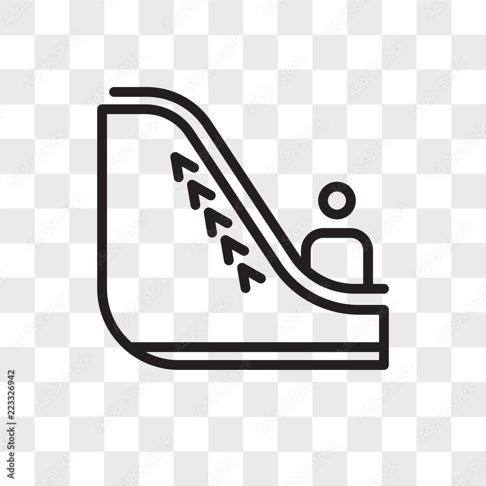 Escalator vector icon isolated on transparent background, Escalator ...