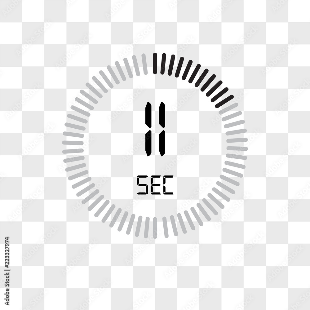 The 11 seconds vector icon isolated on transparent background, The 11 ...