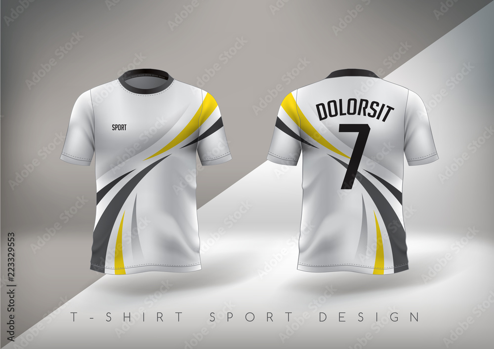 Soccer sport t-shirt design slim-fitting with round neck. Vector ...