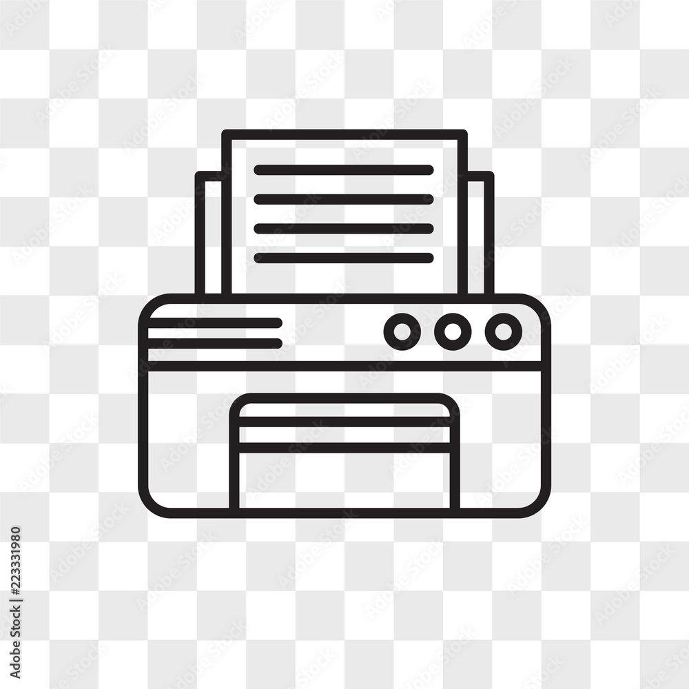 Printer vector icon isolated on transparent background, Printer logo ...