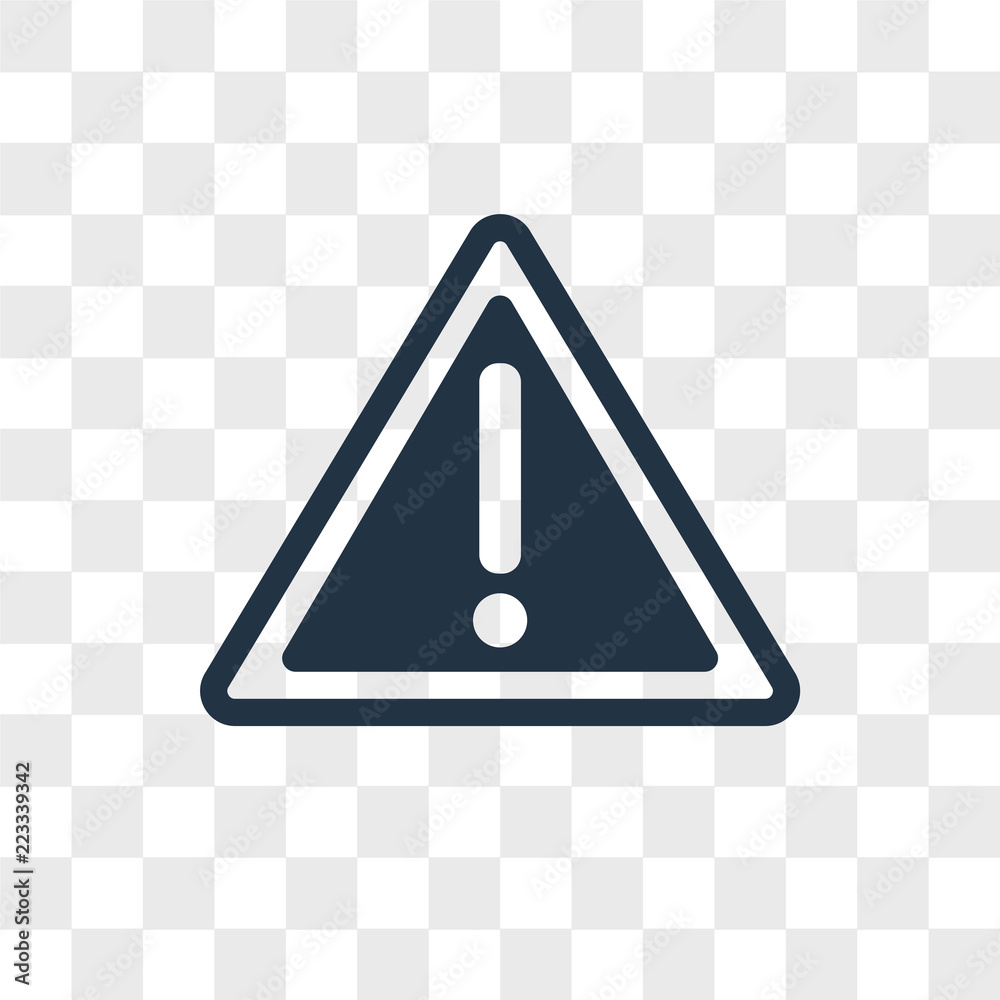 Warning vector icon isolated on transparent background, Warning logo ...