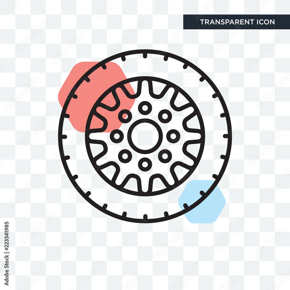 Alloy wheel vector icon isolated on transparent background, Alloy wheel ...