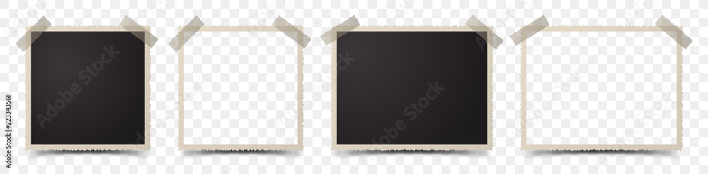 Set of deckle edge photo frames on transparent background Stock Vector ...