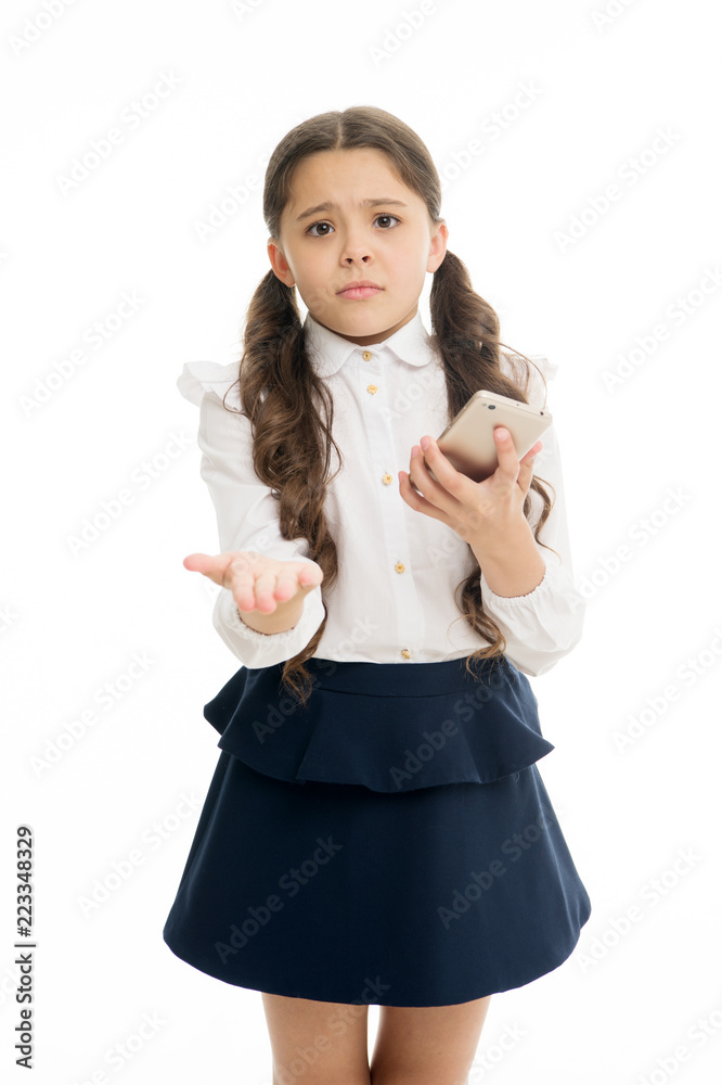 Please one more call. Schoolgirl ask permission to use mobile phone in ...