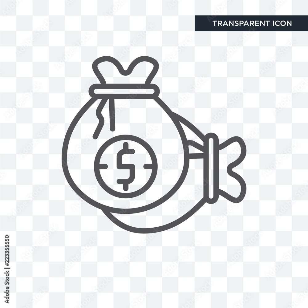 Full Money Bag vector icon isolated on transparent background, Full ...