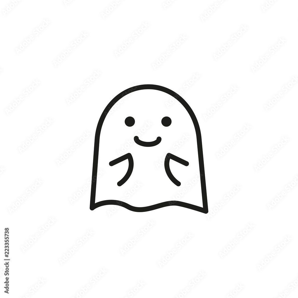 Ghost in anticipation line icon. Gossip, shock, amazed. Halloween ...