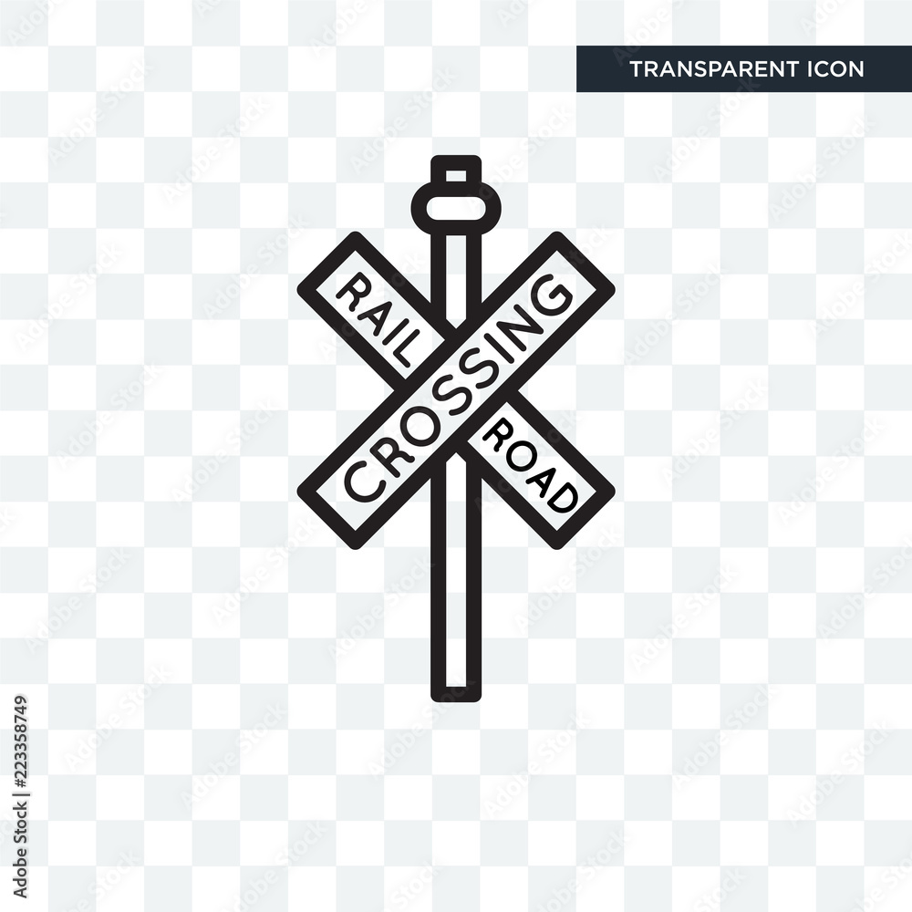 Rail road crossing cross vector icon isolated on transparent background ...