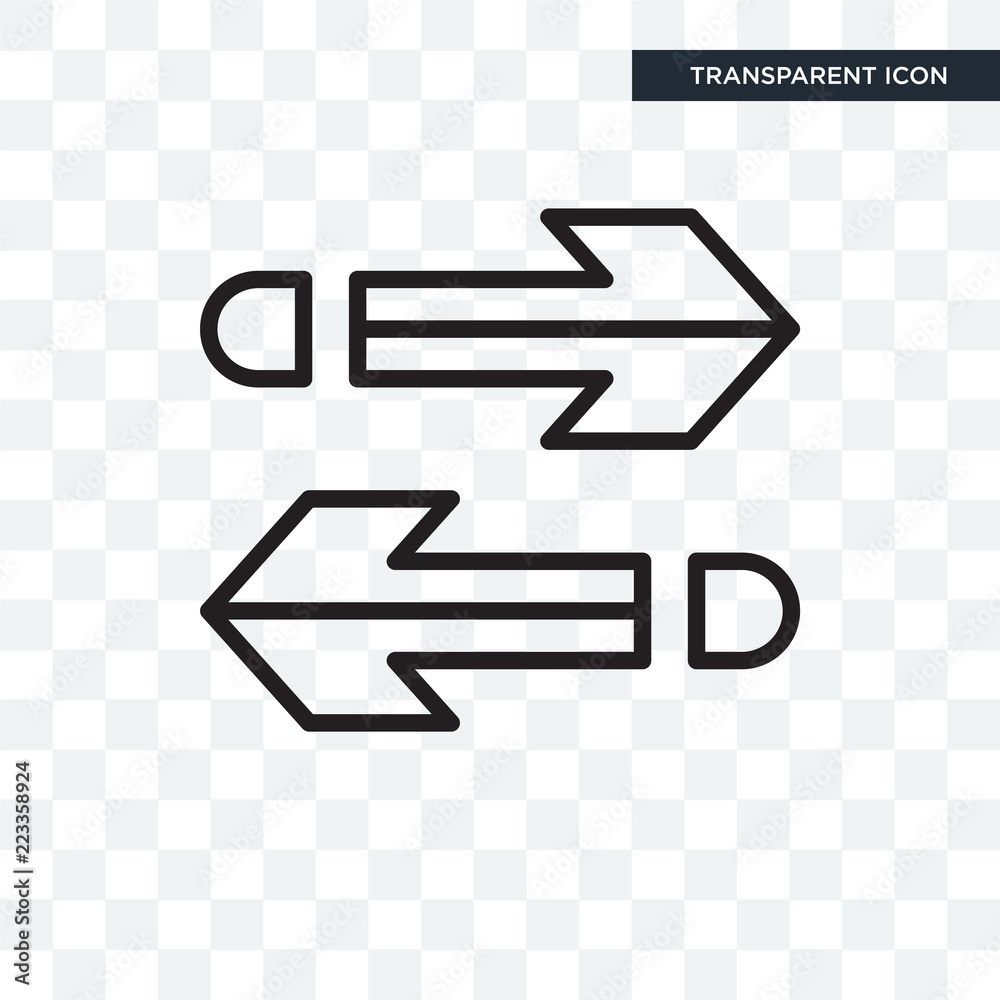 Two arrows pointing right and left vector icon isolated on transparent background, Two arrows ...